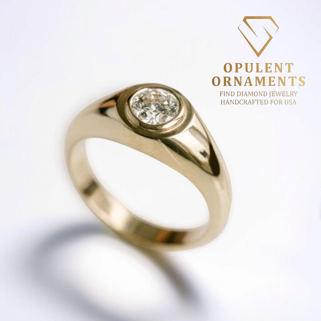 2ct Round Cut Moissanite Engagement Ring Unique Thick Band Wedding Ring ...