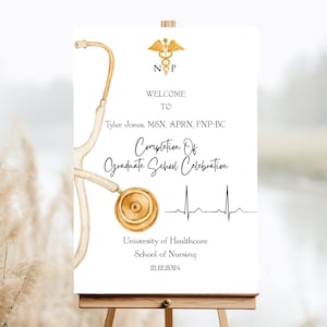 Nurse Practitioner Graduation Party Sign Editable Canva Template ...