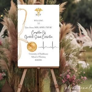 Nurse Practitioner Graduation Party Welcome Sign Editable Template ...