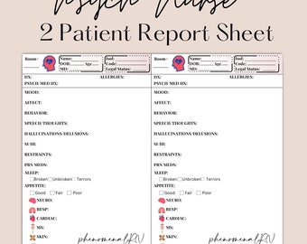 Psych Nursing Report Sheet - Etsy