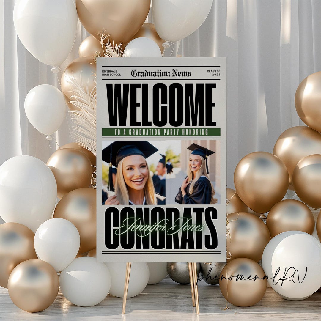 Graduation Party Sign Welcome Poster | Personalized Photo Grad Sign ...