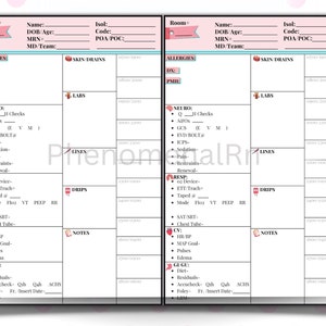 ICU Report Sheets Bundle, 4 Different 2pt ICU Nurse Report Sheets ...