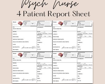 4 Patient Psych Nursing Report Sheet - Etsy