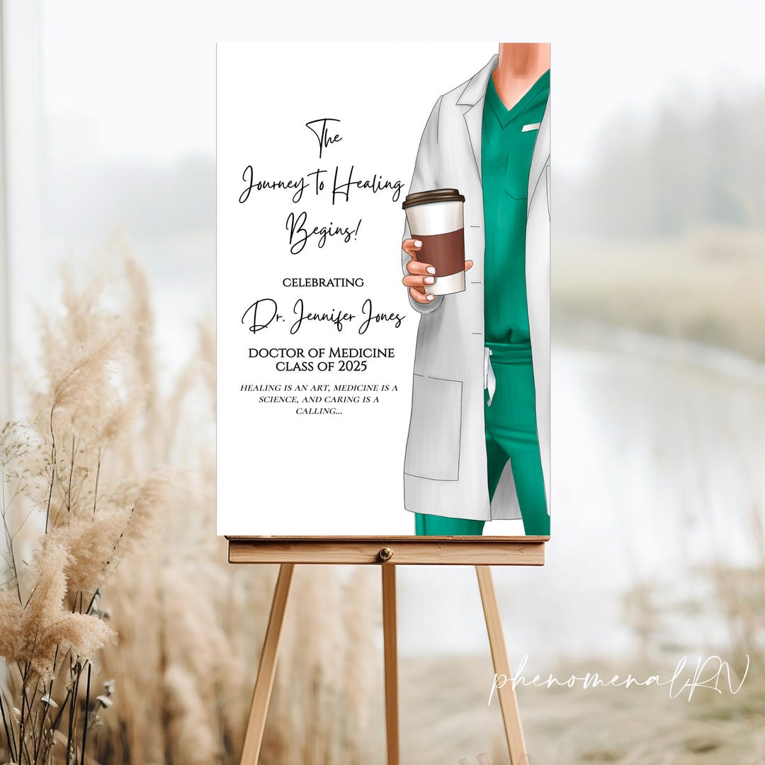 Female Medical School Graduation Party Welcome Sign Template. Doctor ...