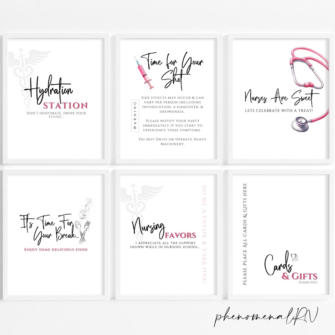 Nursing Graduation Party 6 Table Sign Bundle Printable, Nurse ...
