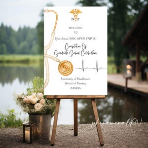 Nurse Practitioner Graduation Party Welcome Sign Editable Template ...