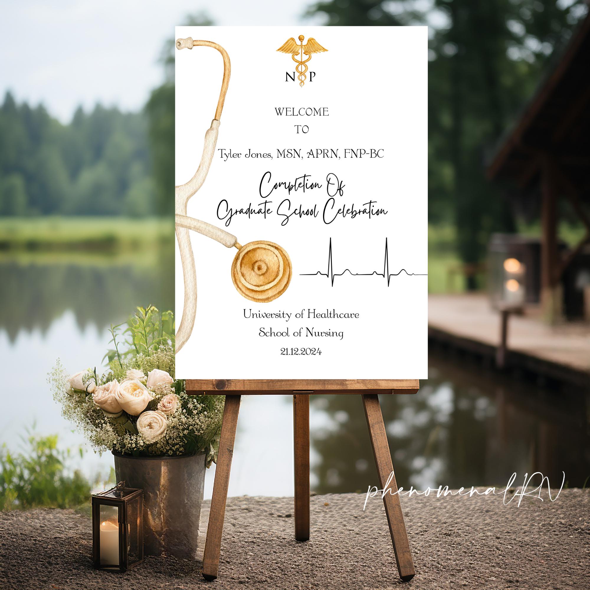 Nurse Practitioner Graduation Party Welcome Sign Editable Template ...