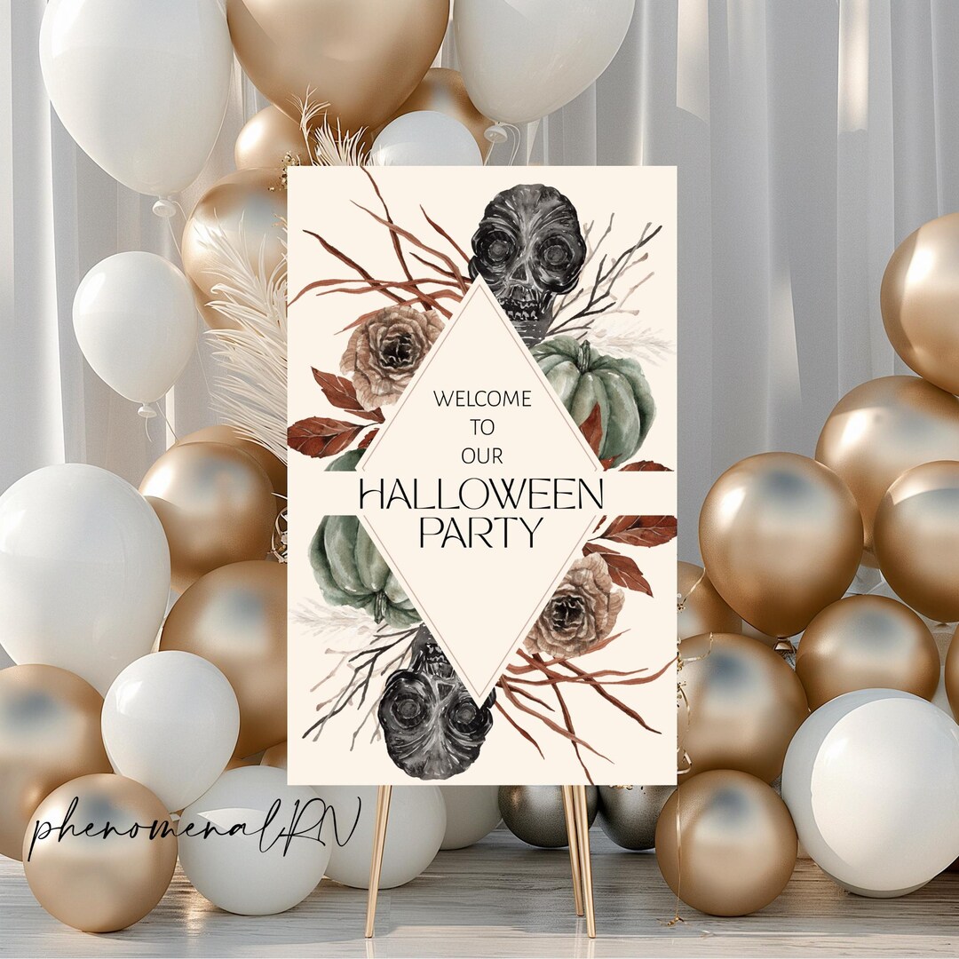 Halloween Party Welcome Sign | Spooky Cute Decor | Trick or Treat Sign ...