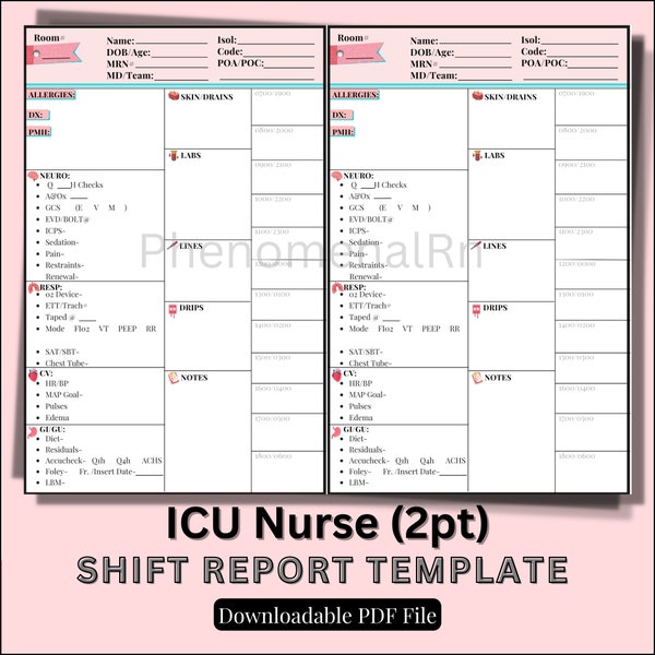 Neuro Icu Report Sheet - Etsy