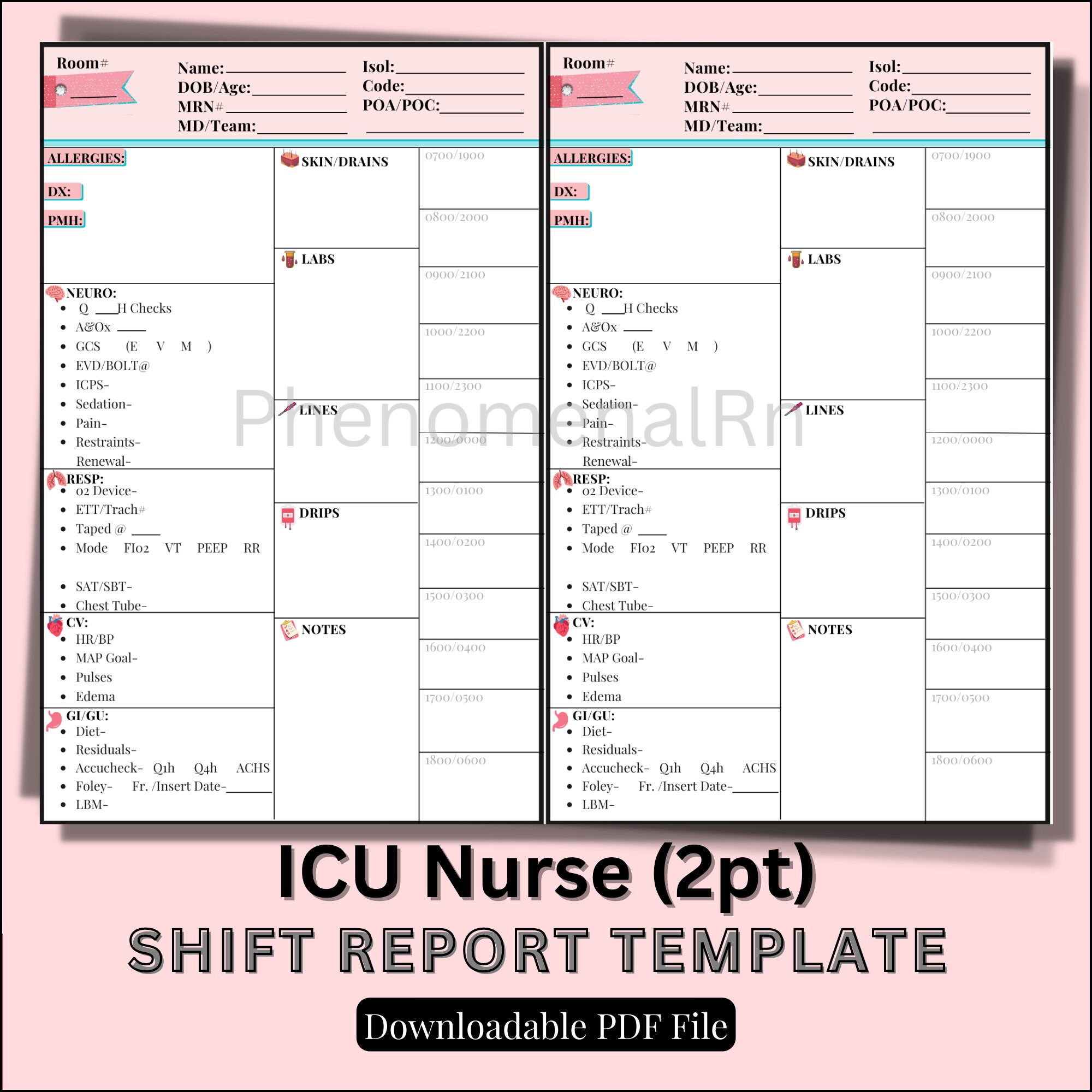 Icu report template - Etsy Nederland
