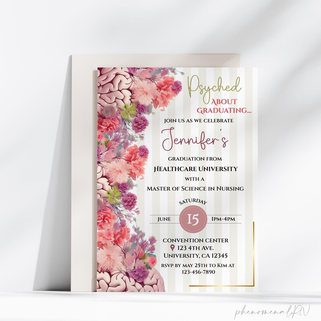 Psychiatric Mental Health Nurse Practitioner 5x7 Editable Graduation ...