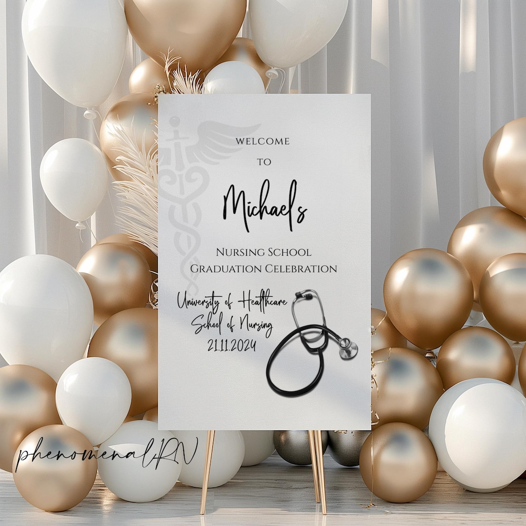 Male Nurse Graduation Party Welcome Sign | Nursing School Grad Party ...
