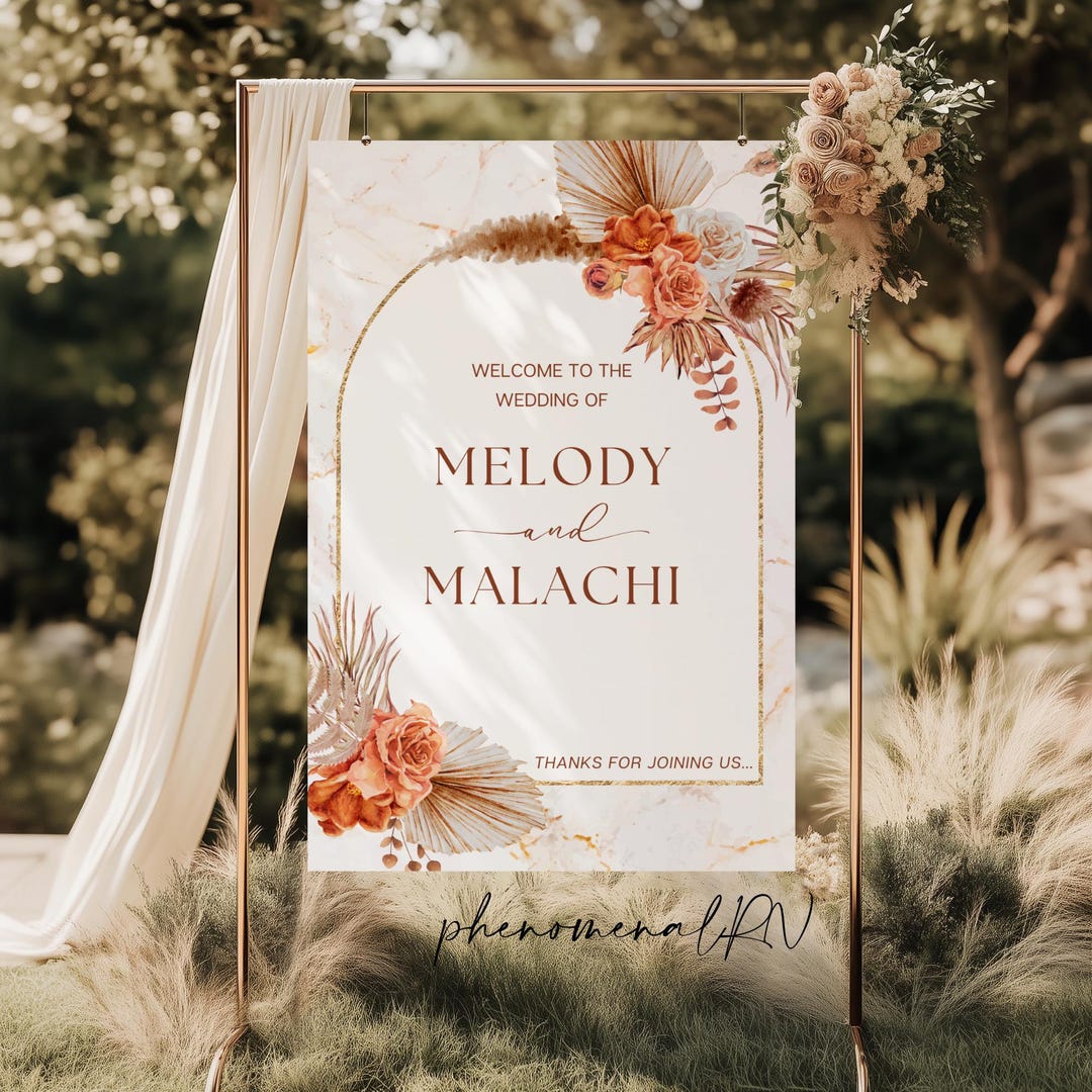 Boho Wedding Welcome Sign | Floral Bohemian Sign Printable | Rustic ...