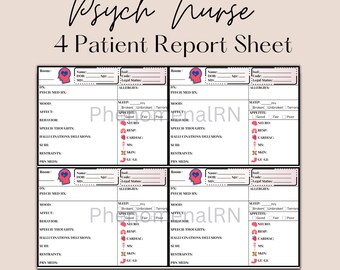 The BEST Psych Nurse Report Sheet for 4 Patients, Psychiatric Nurse ...