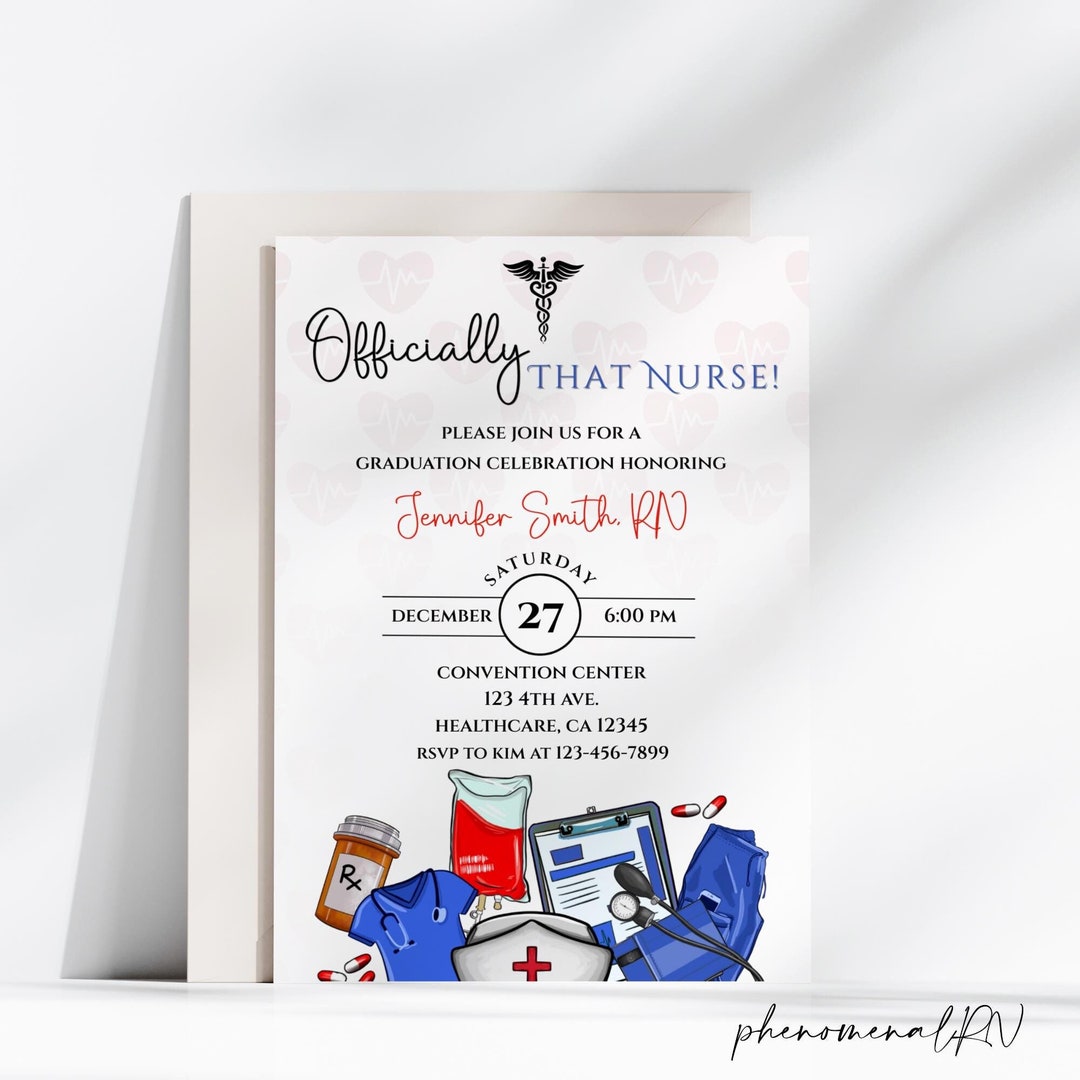 Nurse Graduation Celebration Invitation, RN, LPN, Nursing Graduation ...