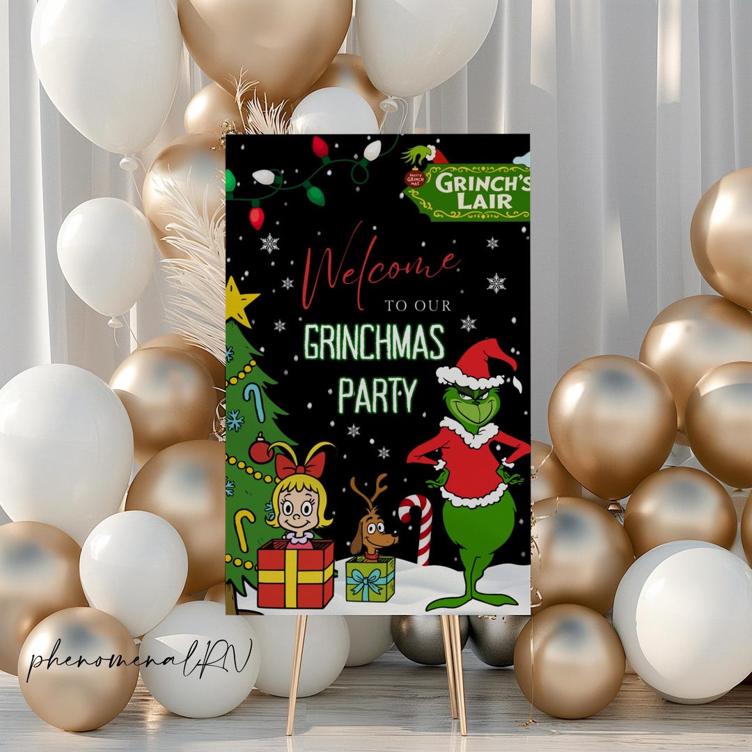 Grinch Christmas Party Welcome Sign | 24x36 Printable Digital Download ...