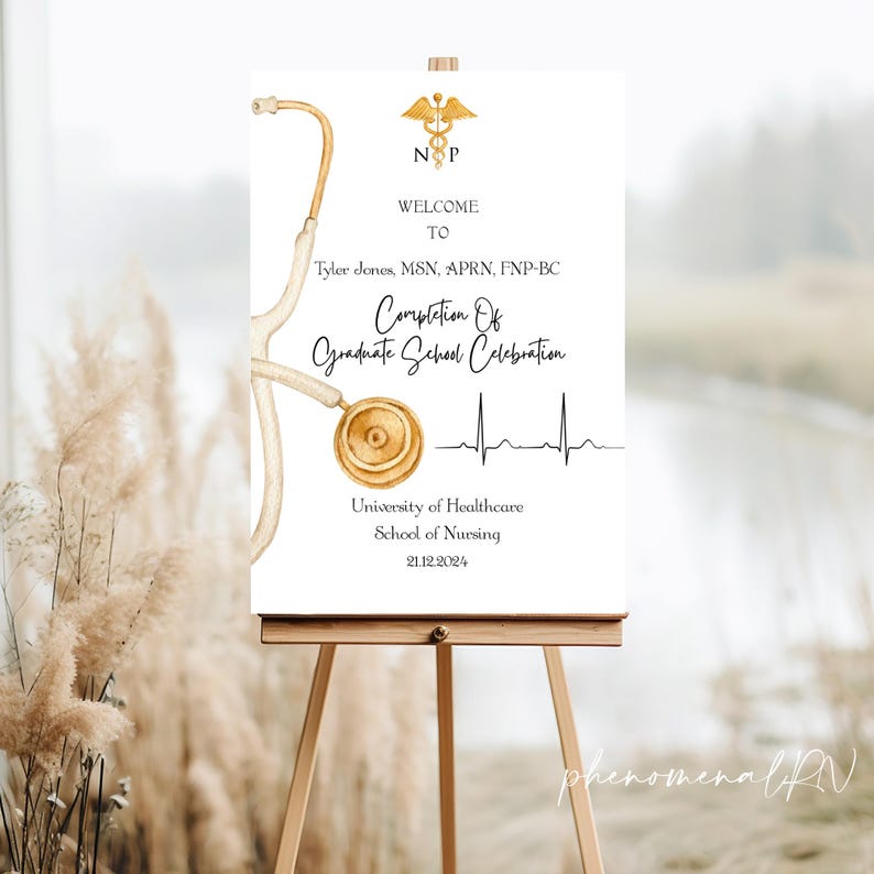 Nurse Practitioner Graduation Party Sign Editable Canva Template ...