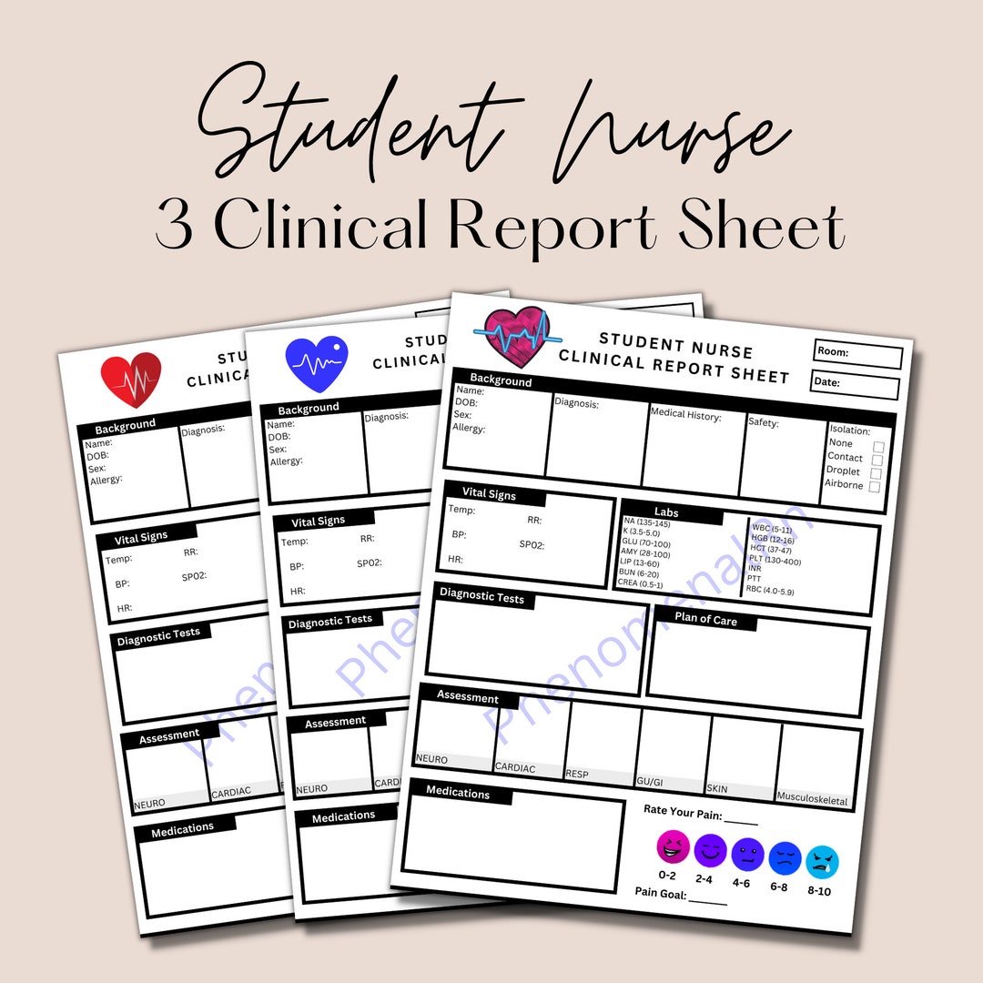 Nursing Student Clinical Report Sheets, Nursing Student, Report Sheet ...