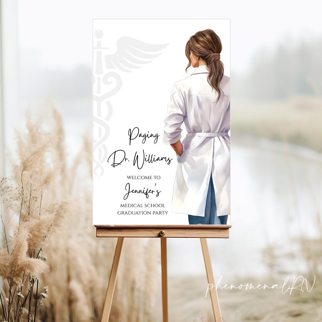 Medical School Graduation Party Welcome Sign Template for Female Doctor ...