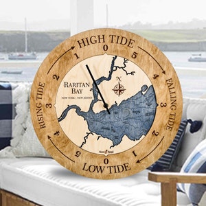 New Jersey Tide Clock, Jersey Shore Tide Clock, Nautical 3D Wood Map ...