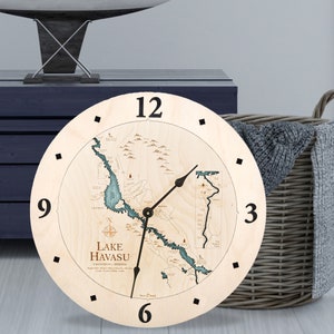 Lake Havasu Nautical Map Wall Clock, Large 3D Wood Chart Wall Clock ...
