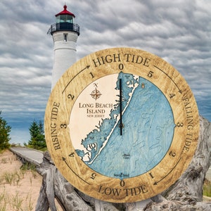 New Jersey Tide Clock, Jersey Shore Tide Clock, Nautical 3D Wood Map ...