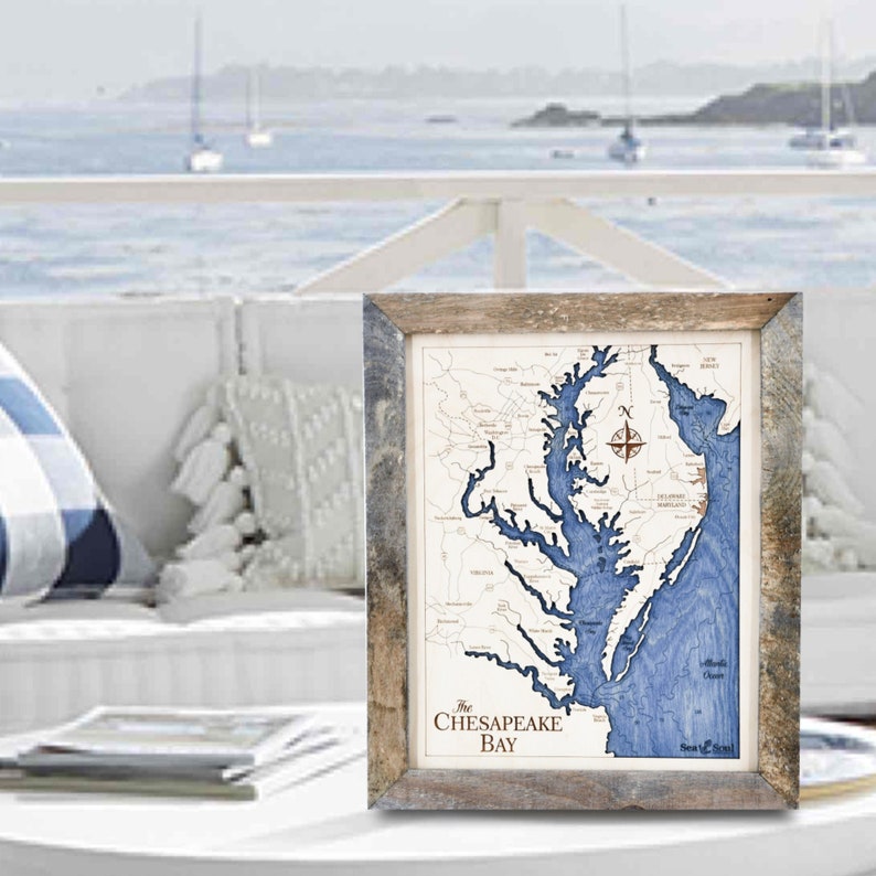 Sea & Soul Chesapeake Bay Nautical Map Wall Decor Coastal - Etsy