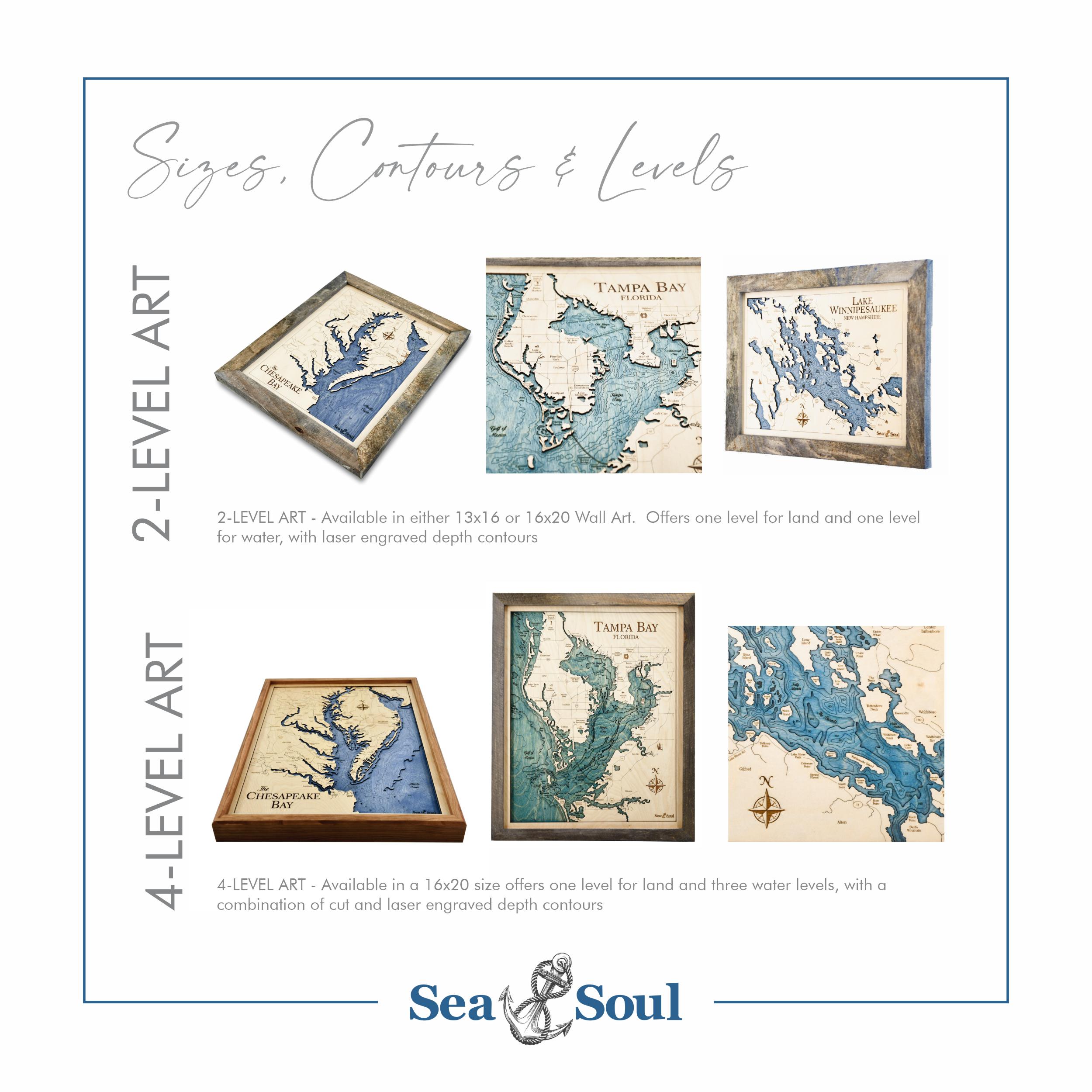 Sea & Soul Outer Banks 3D Wood Map Wall Art, OBX Nautical Chart ...
