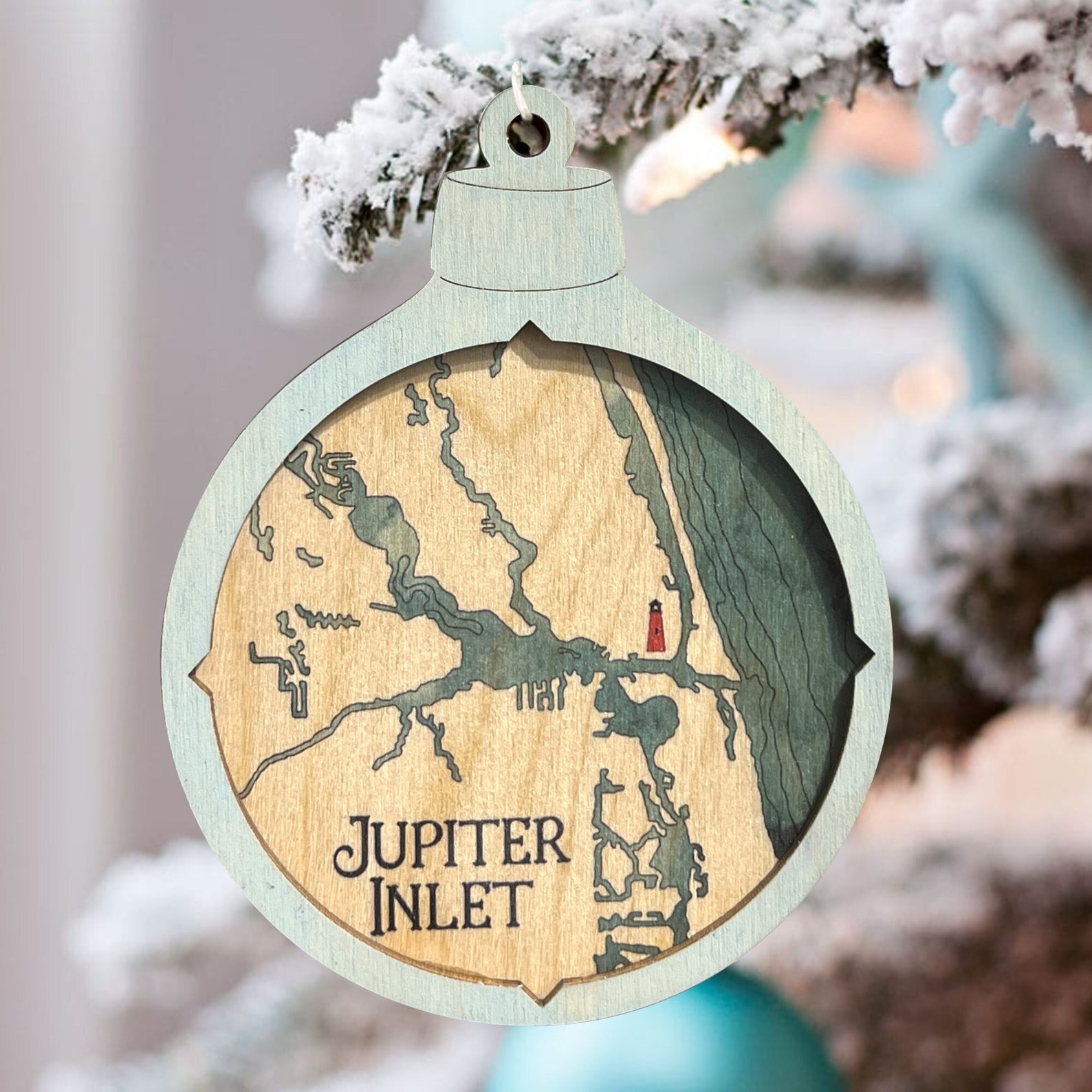 Nautical Map Christmas Ornament, Coastal Christmas Seasonal Decor ...