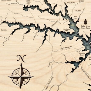 Lake Anna 3D Nautical Wood Map Wall Art, Carved Water Depth Chart ...