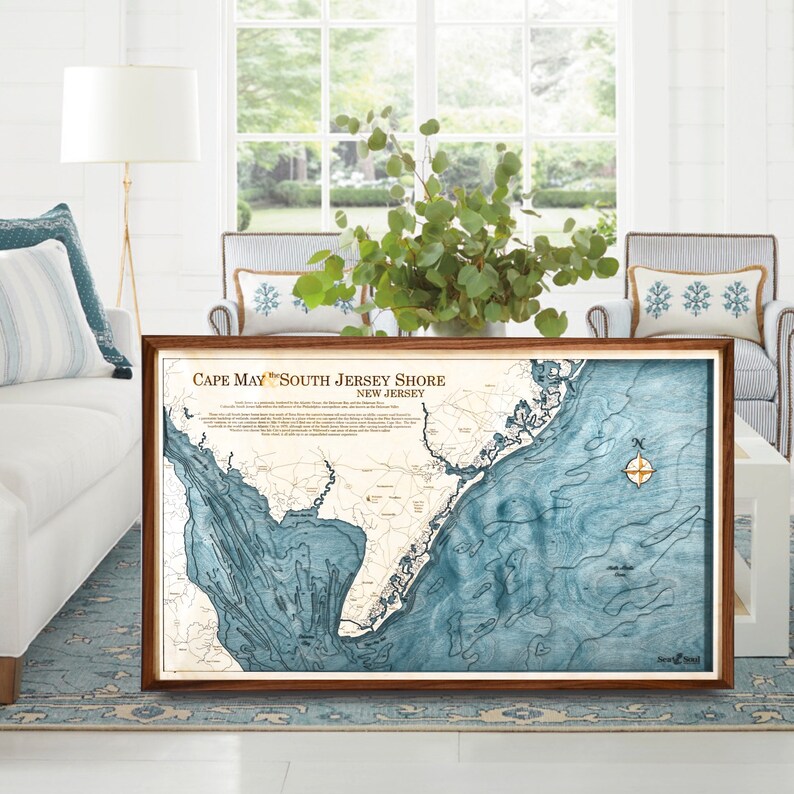 Cape May & South Jersey Shore Nautical 3D Wood Map Wall Art - Etsy