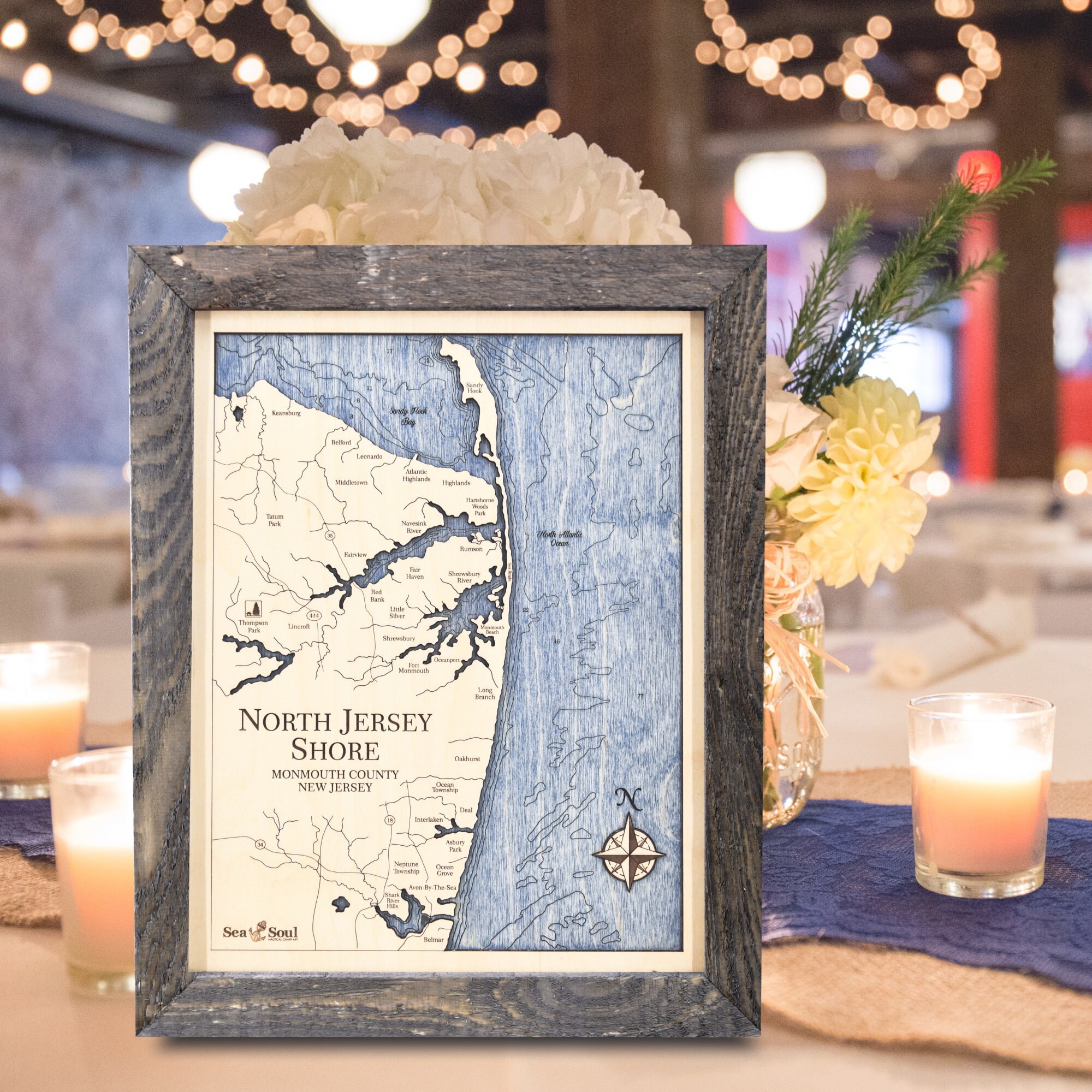 Sea & Soul Jersey Shore Nautical Map Wall Decor, Coastal Decor Wall Art ...