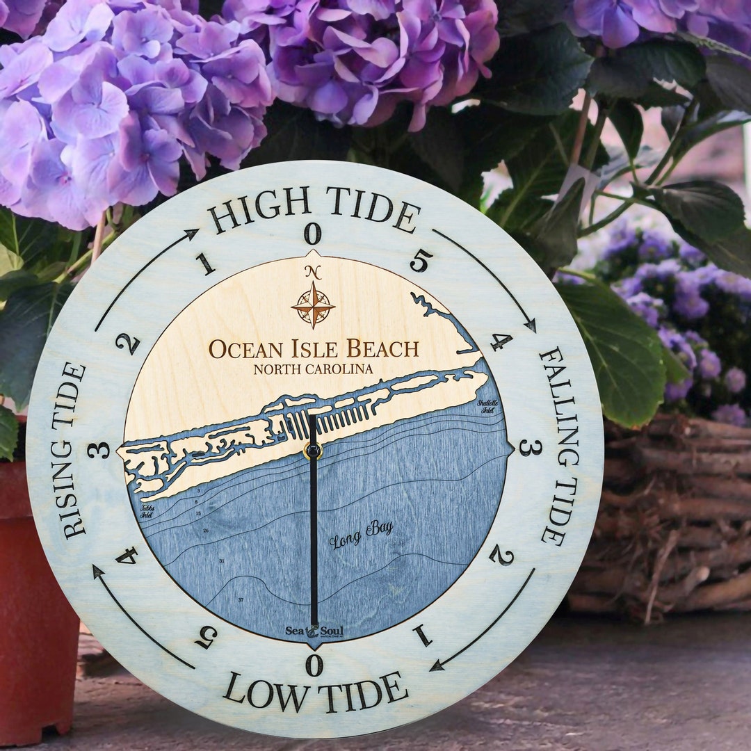 North Carolina Tide Clock, 2 Sizes, Beaufort, OBX, Sunset Beach, Topsail Beach, Home Gifts, Gift ...