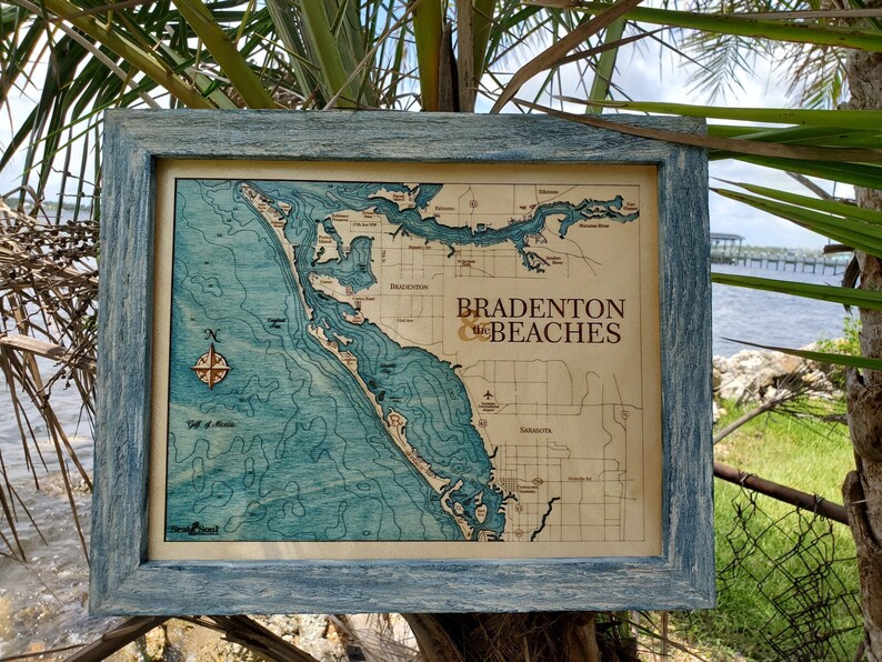 Bradenton & the Beaches 3D Nautical Map Wall Art Sarasota Bay | Etsy