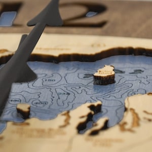 Lake Michigan Nautical Wood Map Wall Clock, Large Nautical Clock, Lake ...