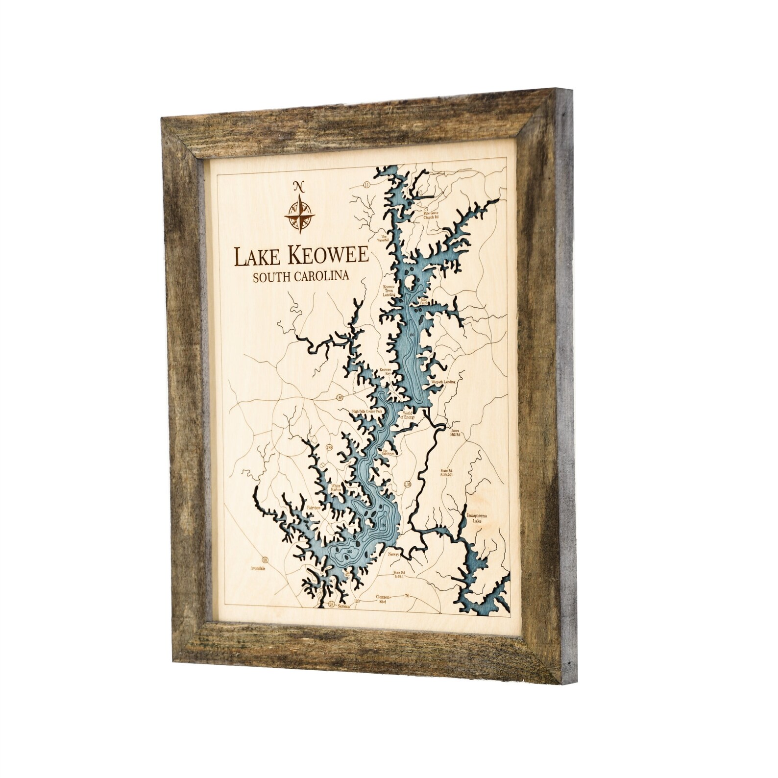 Lake Keowee 3D Wood Map Wall Art Topographic Water Depth Map - Etsy