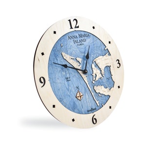 Anna Maria Island Nautical Chart Wood Wall Clock, Carved Wood Map Clock ...