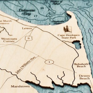 Coastal Delaware 3D Wood Map Wall Art, Bethany Beach Wall Art, Rehoboth ...