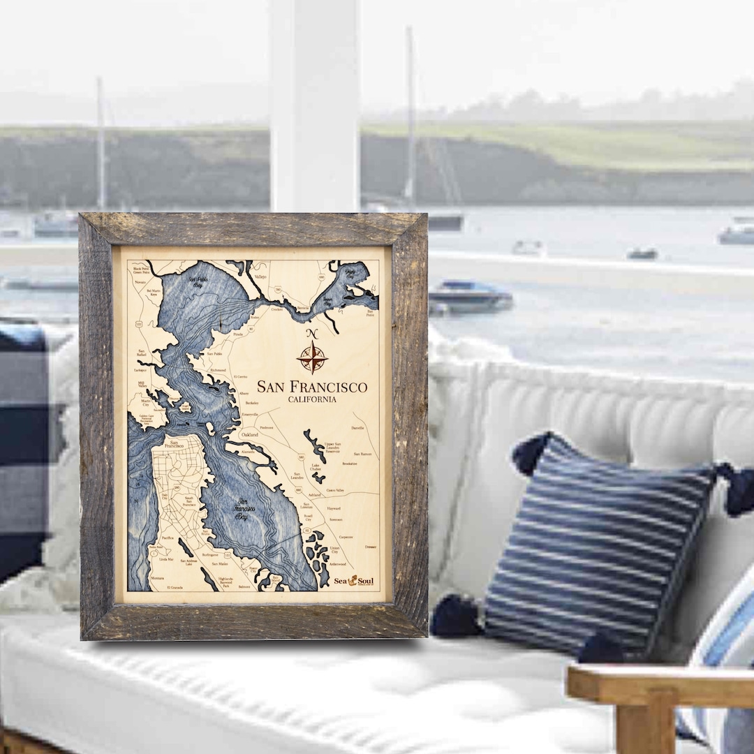 Nautical Decor Wall Art, Topographic 3D Wood Map, Nautical Wood Chart ...