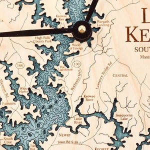 Lake Keowee 3D Nautical Map Wall Clock, Large Wood Lake Art Wall Clock ...
