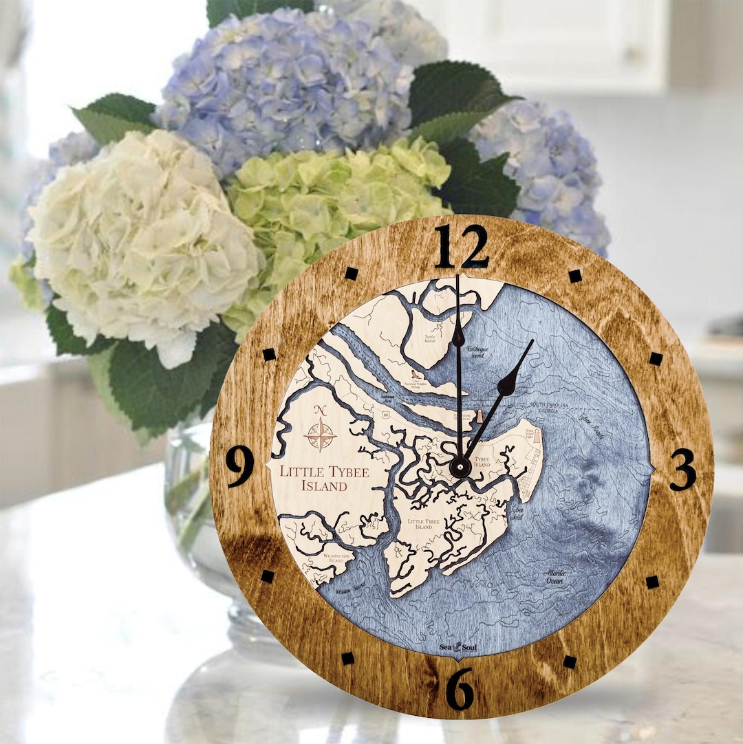 Georgia 3D Nautical Map Clock, Georgia Coast Water Depth Clock, Unique ...