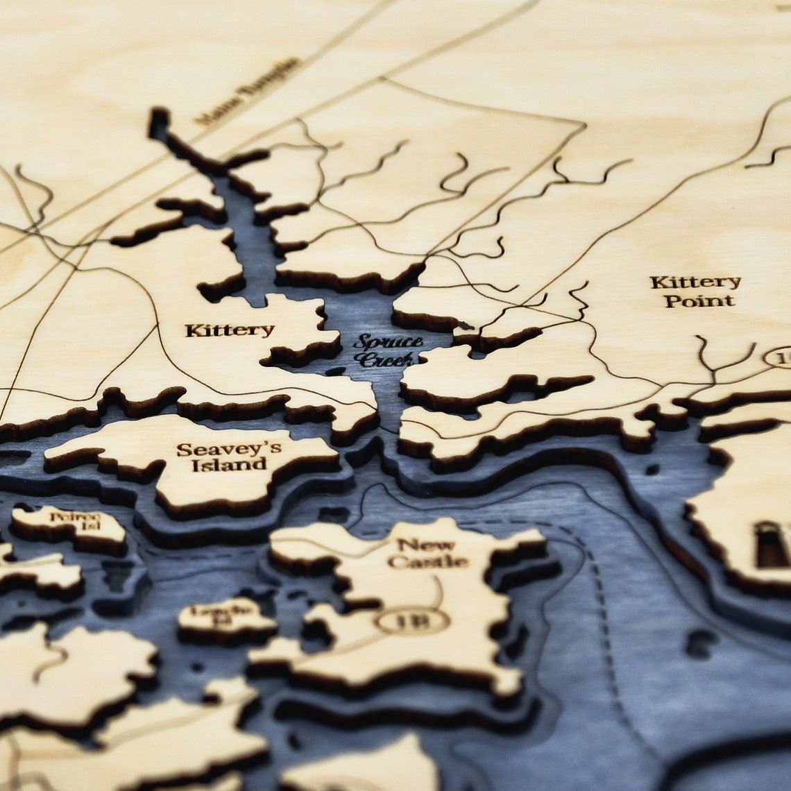 Great Bay 3D Wood Map Wall Art Nautical Chart Wood Wall Art - Etsy