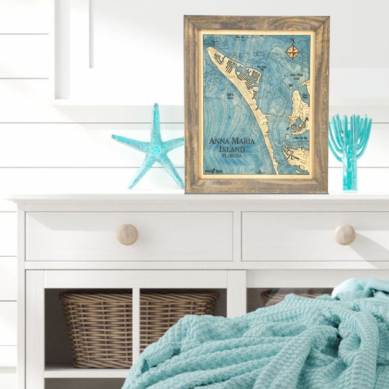 Anna Maria Island Nautical Chart Wall Art, 3D Wood Map, Topographic ...
