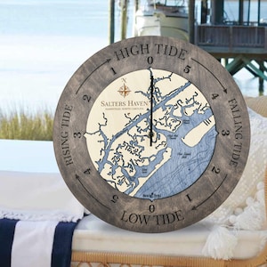 North Carolina Tide Clock, 2 Sizes, Beaufort, OBX, Sunset Beach, Topsail Beach, Home Gifts, Gift ...