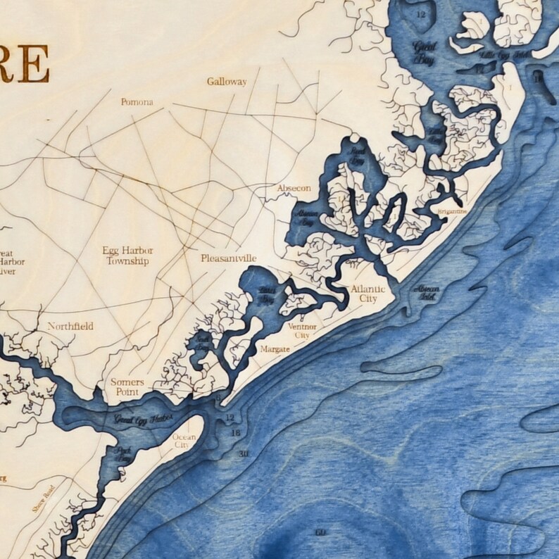 Cape May & South Jersey Shore Nautical 3D Wood Map Wall Art - Etsy