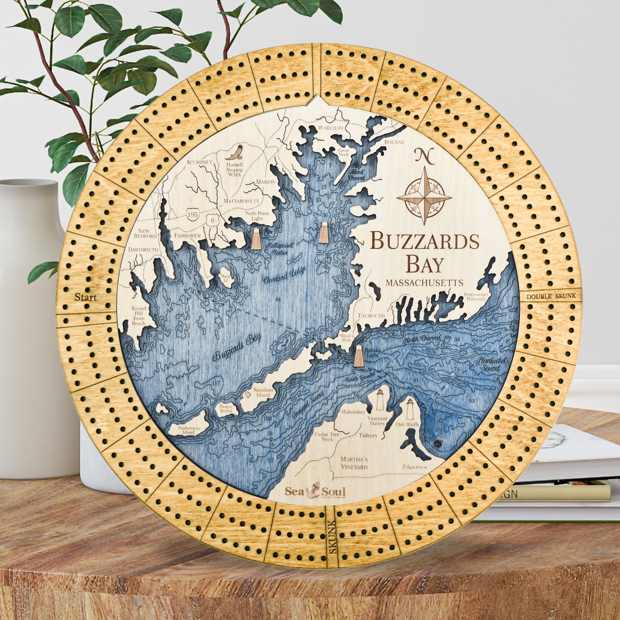 Buzzards Bay 3-player Cribbage Board With Storage, Personalized ...