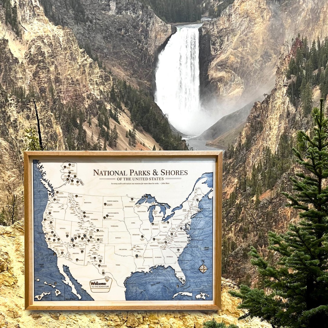 National Parks Adventure Map: USA Wood Wall Art, Hiker Gift - Etsy