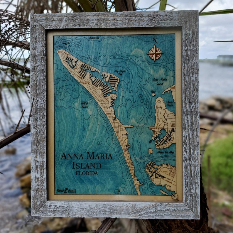 Anna Maria Island Nautical Chart Wall Art 3D Wood Map | Etsy