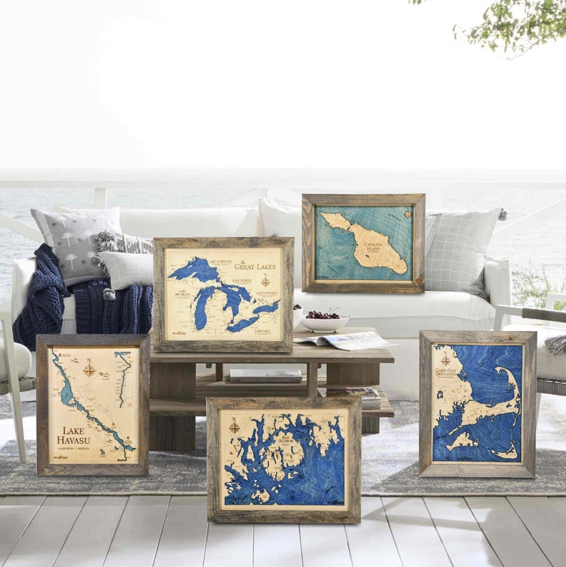 Martha's Vineyard or Nantucket 3D Nautical Wood Map Wall Art, Carved ...