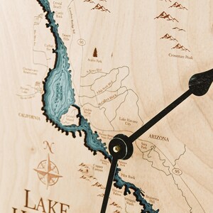 Lake Havasu Nautical Map Wall Clock, Large 3D Wood Chart Wall Clock ...